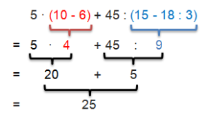 Rechenregeln ⇒ Punkt- vor Strichtrechnung und Klammerregeln
