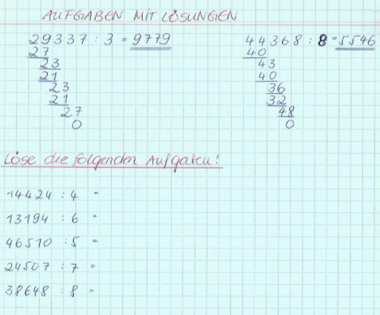Schriftliches Dividieren ⇒ Geteilt rechnen ausführlich